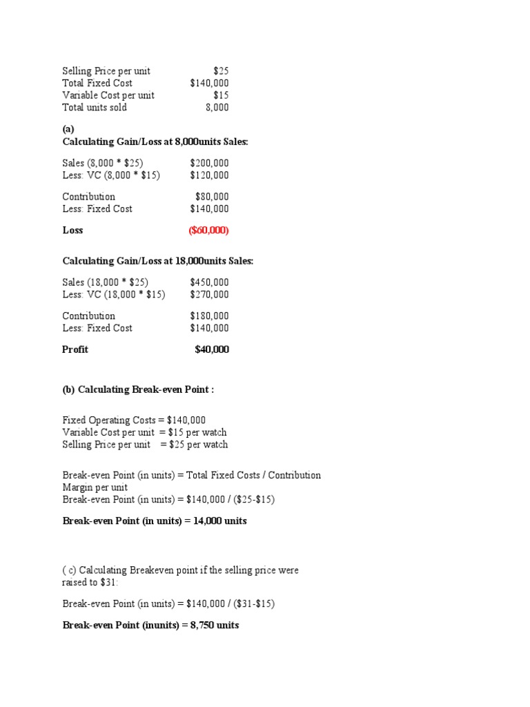 Selling Price Per Unit | PDF