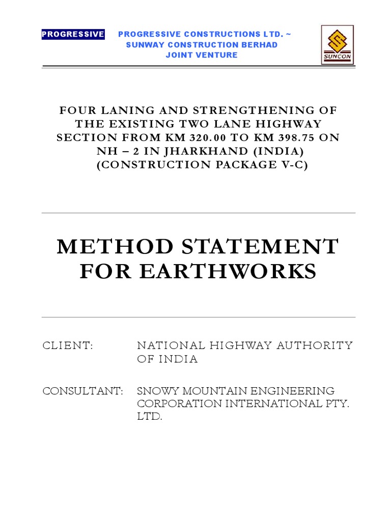Method Statement For Earthworks | PDF | Civil Engineering | Economic ...