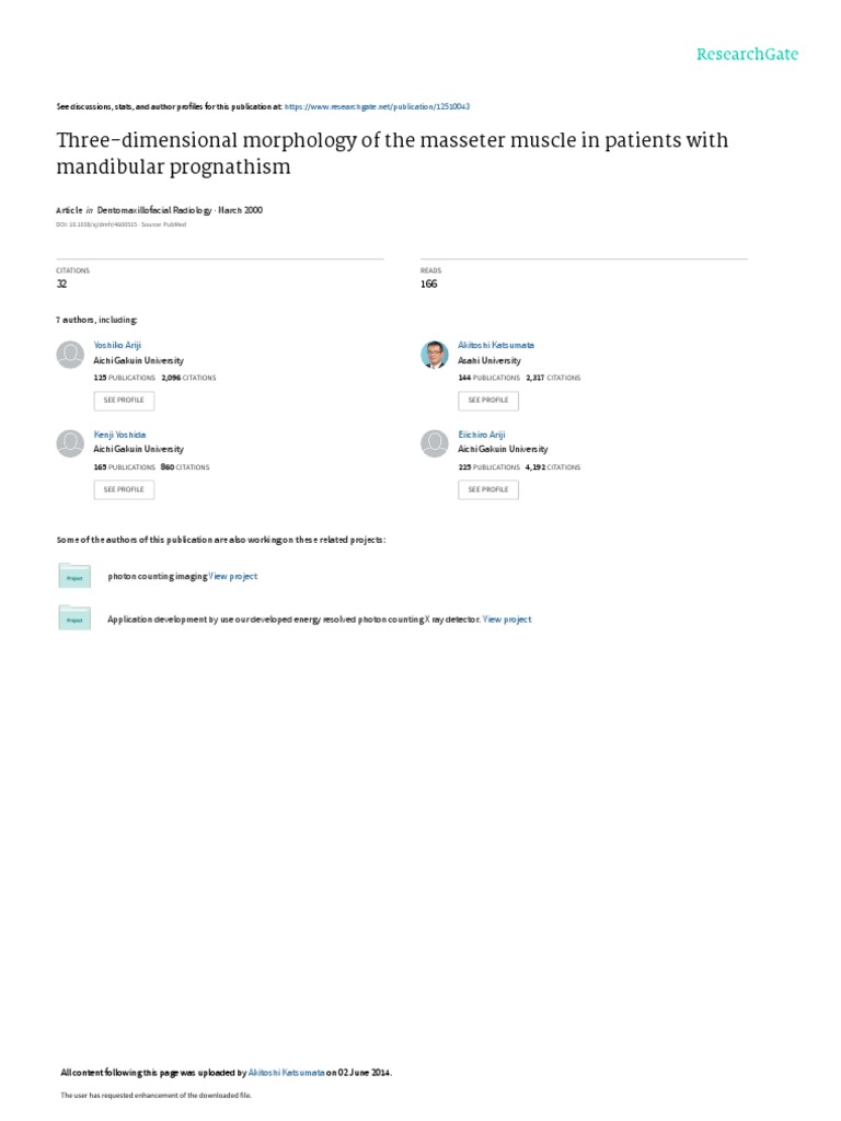 Three-Dimensional Morphology of The Masseter Muscle in Patients With ...