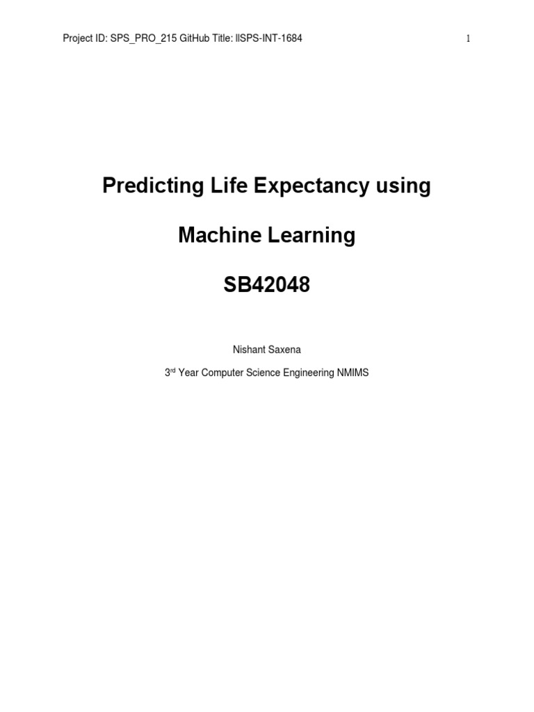 Predicting Life Expectancy Using Machine Learning | PDF | Life Expectancy | Machine Learning