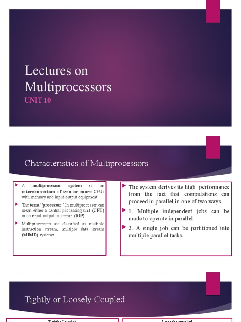 Lectures On Multiprocessors: Unit 10 | PDF | Central Processing Unit | Cache (Computing)