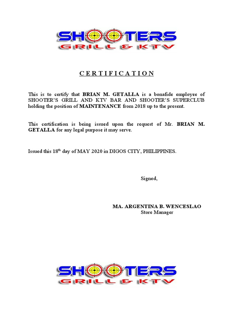 Proof of Employment Sample | PDF