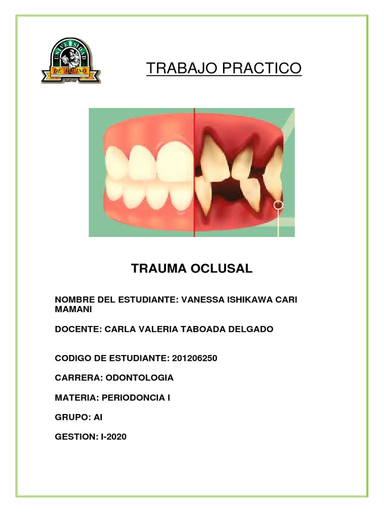 Trauma Oclusal | PDF | Lesión | Odontología