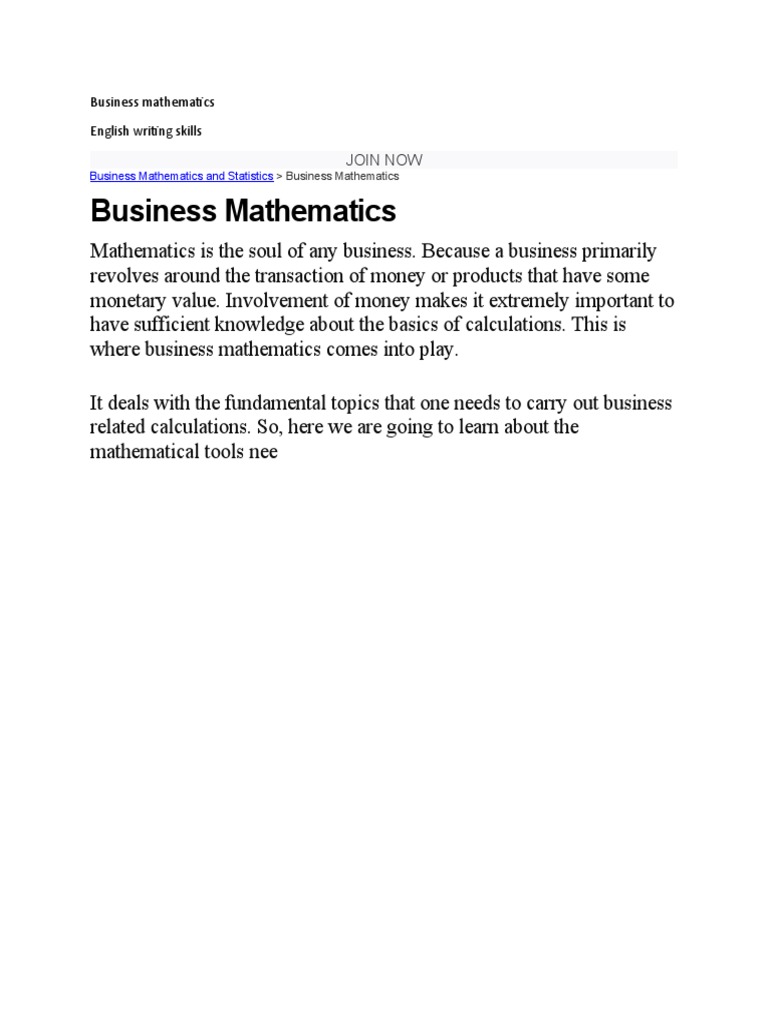 Business Mathematics | PDF