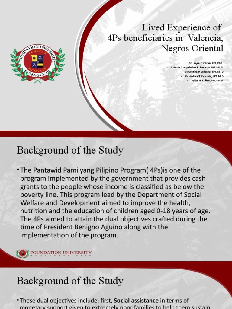 Lived Experience of 4Ps Beneficiaries | PDF | Phenomenology (Philosophy) | Data