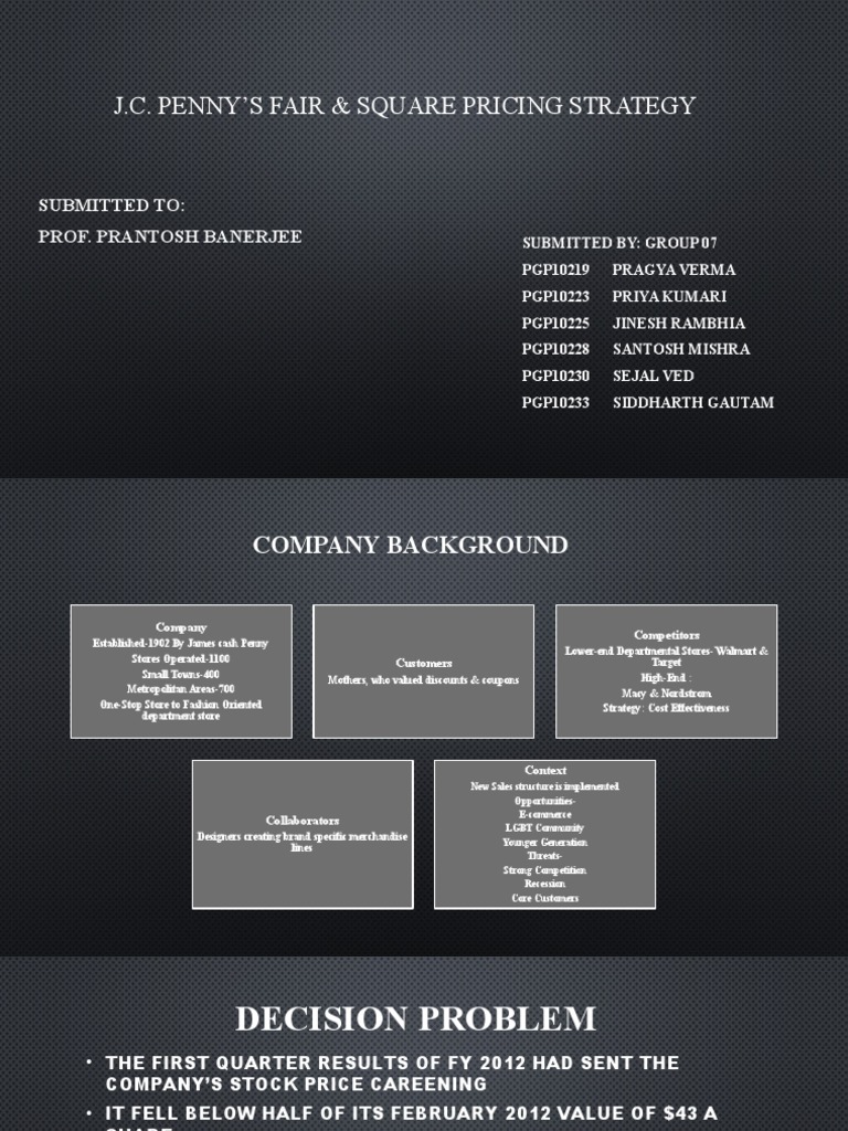 J.C. Penny'S Fair & Square Pricing Strategy: Submitted To: Prof ...