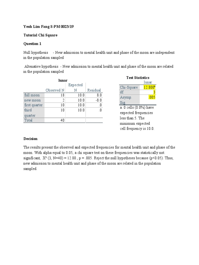 Tutorial Chi Square | PDF | Chi Squared Test | Chi Squared Distribution