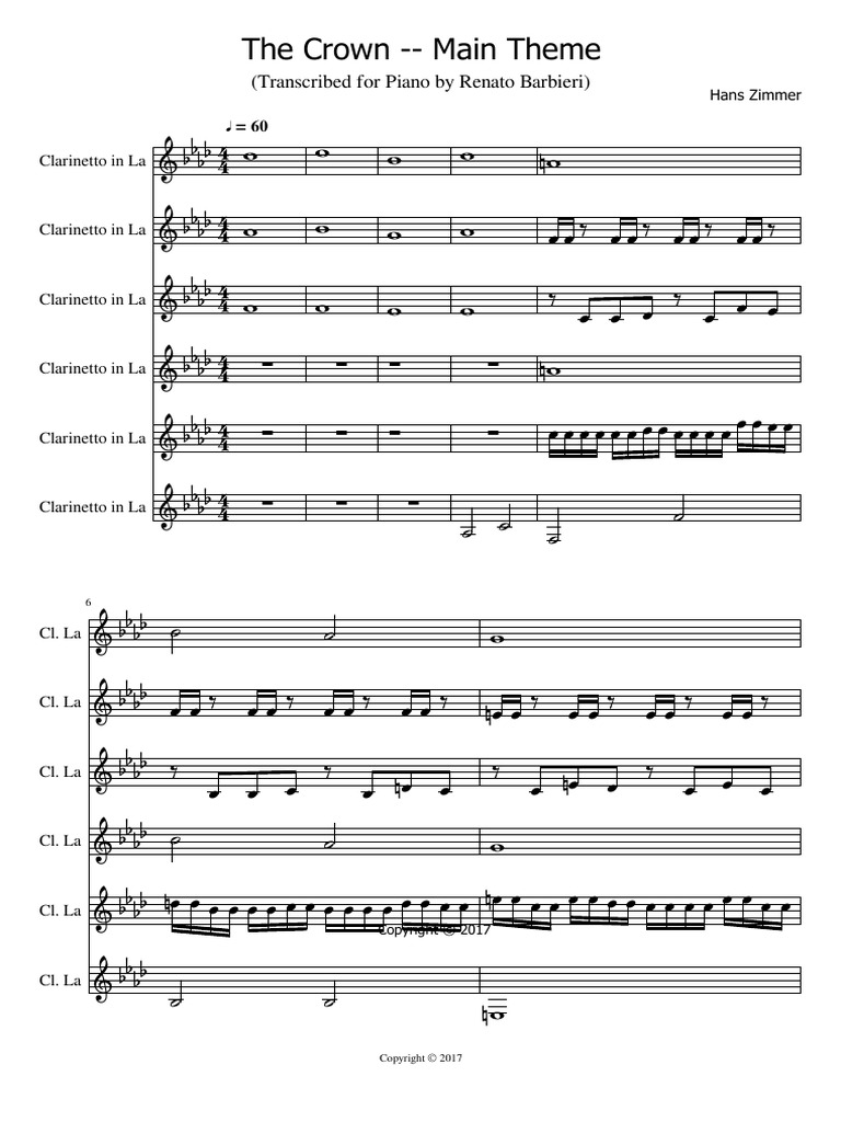 The Crown - Main Theme: (Transcribed For Piano by Renato Barbieri ...