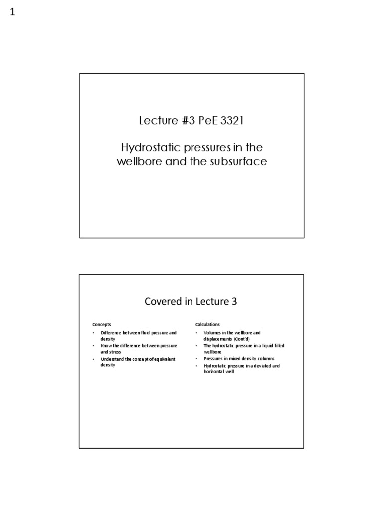 Lecture-3 Drilling Engineering | PDF | Pressure | Casing (Borehole)