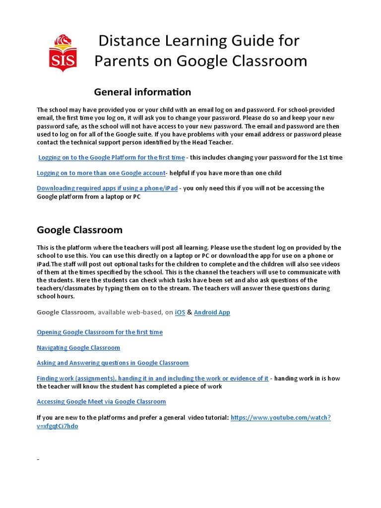 Parents Guide For Google Classroom - Distance Learning | PDF | Ios ...