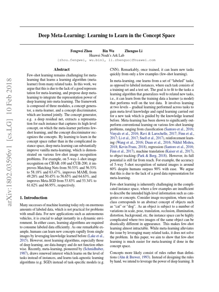 Deep Meta-Learning Learning To Learn in The Concept Space | PDF | Deep Learning | Artificial ...