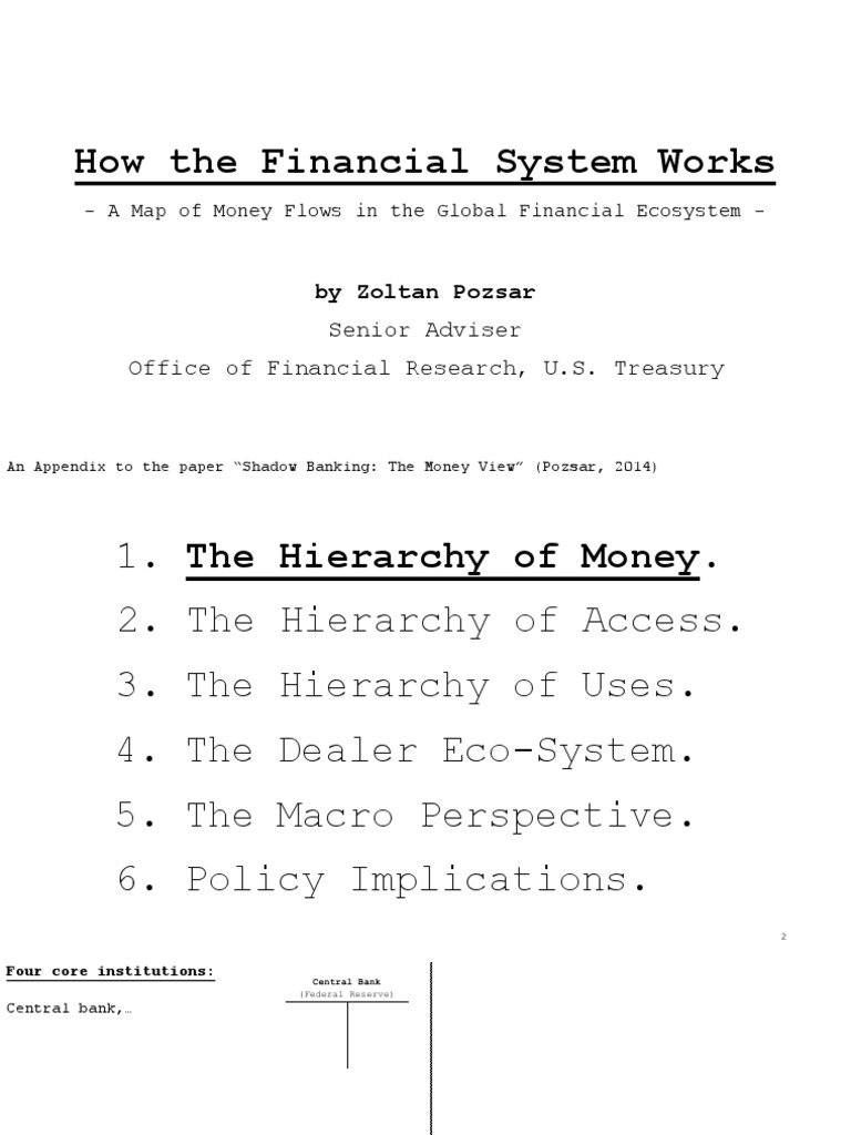 How The Financial System Works: Senior Adviser Office of Financial ...