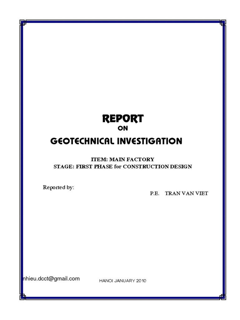 Report - Geotechnical Investigation 2010 PDF | PDF | Geotechnical ...