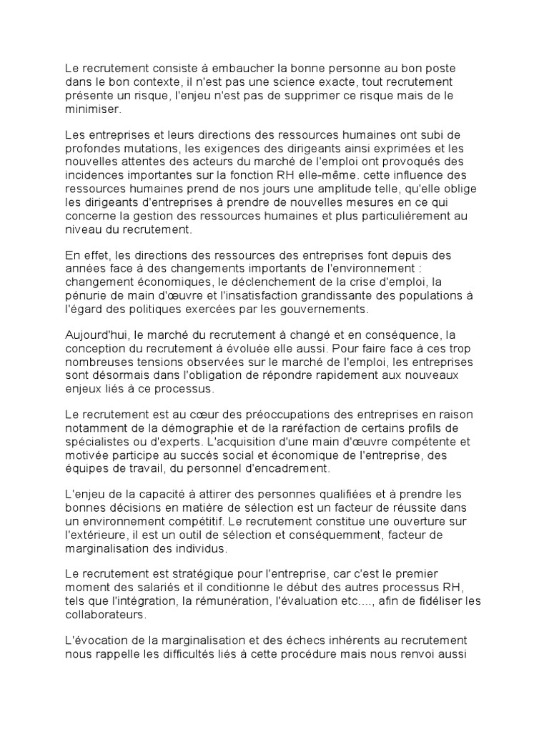 Introduction Rapport de Stage | PDF | Recrutement | Gestion des ...