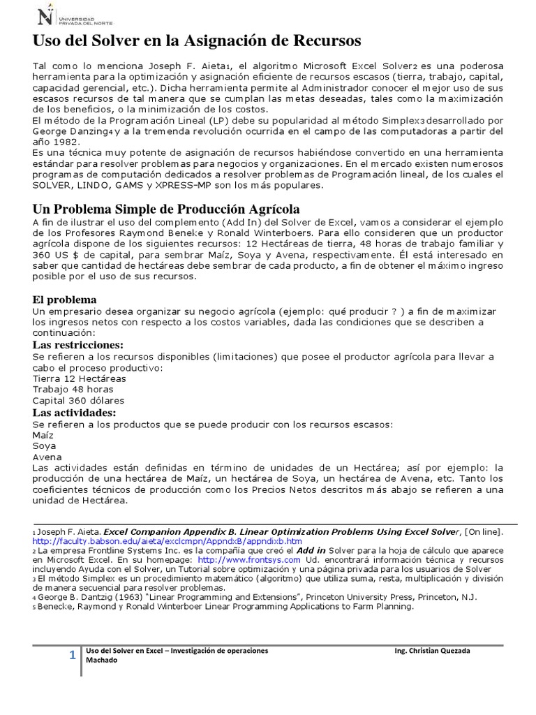Clase 02 - Uso Del Solver en Excel | PDF | Hoja de cálculo | Microsoft Excel