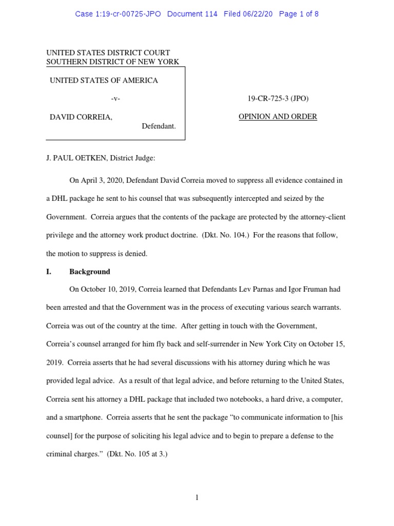 David Correia Opinion | PDF | Attorney–Client Privilege | Justice