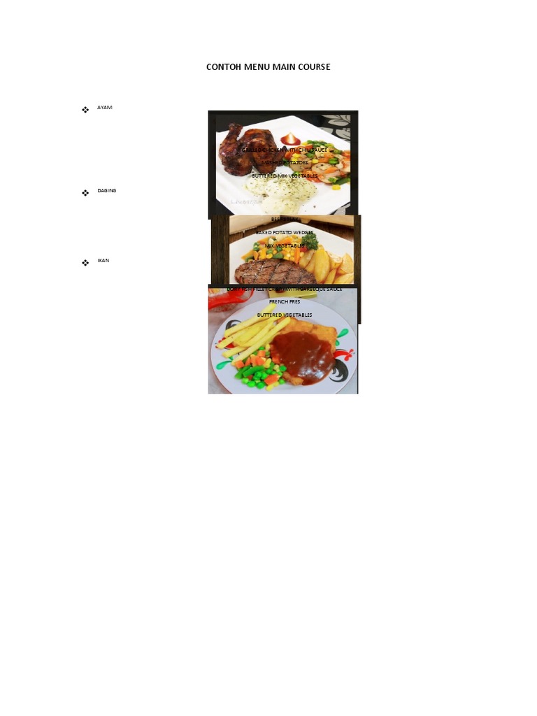 Contoh Menu Main Course | PDF