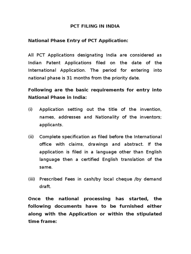 PCT Filing India | PDF | Patent Application | Priority Right