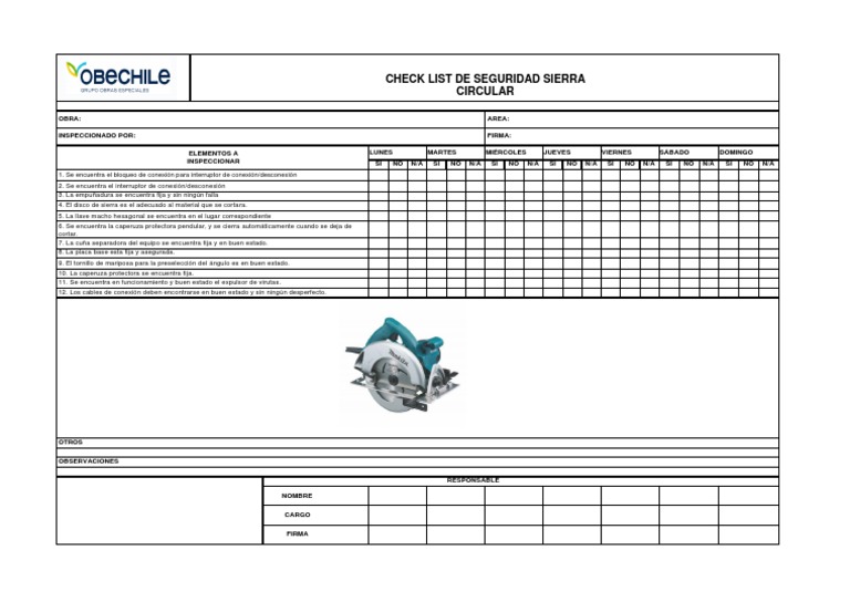 CHECK LIST Sierra Circular | PDF
