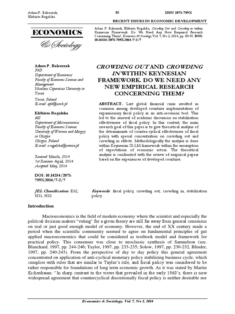 11 76 Balcerzak Rogalska | PDF | Crowding Out (Economics) | Fiscal Policy