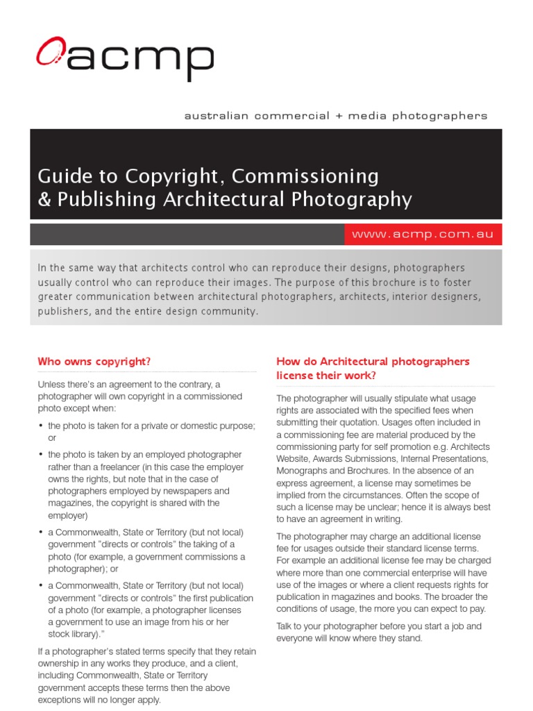 ACMP Guide To Copyright WEB4 | PDF | Photographer | Social Institutions