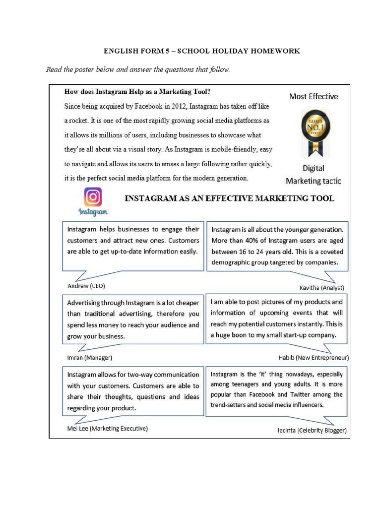 Read The Poster Below and Answer The Questions That Follow.: English ...