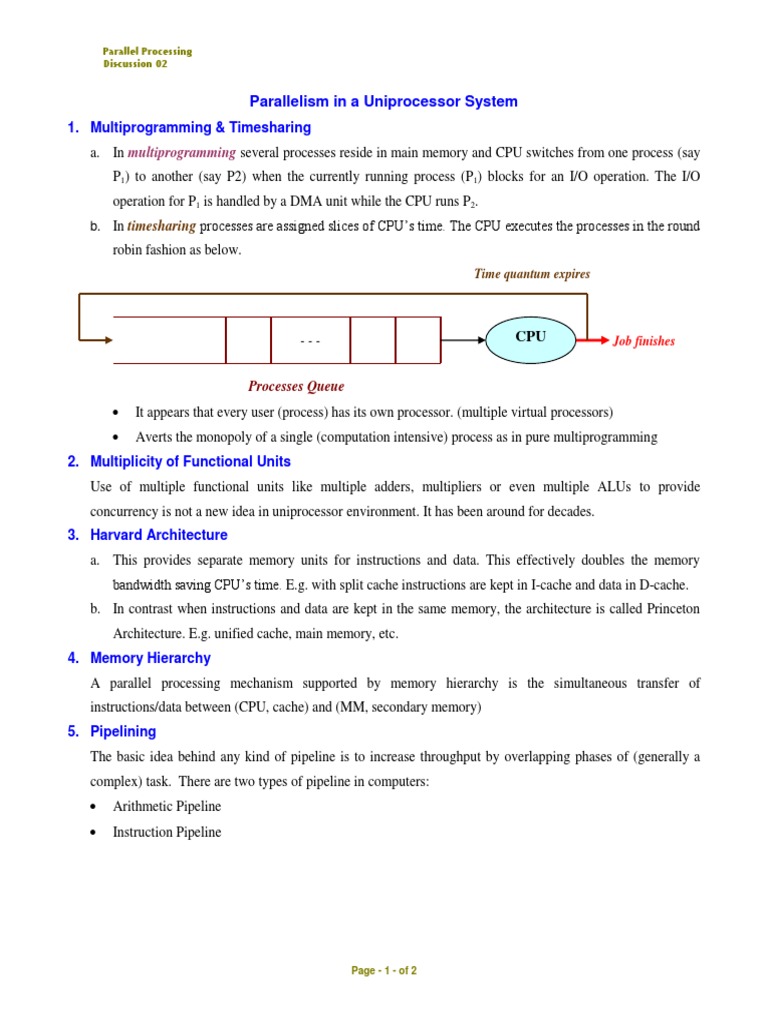 Parallelism in A Uniprocessor System: Multiprogramming | PDF | Process ...