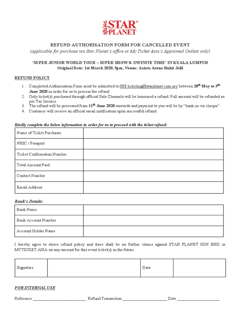 SS8 Cancellation Refund Form | PDF