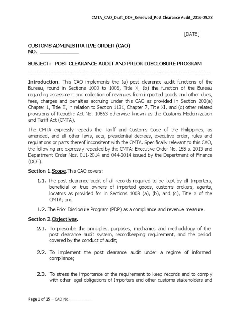 Post Clearance Audit | PDF | Audit | Customs