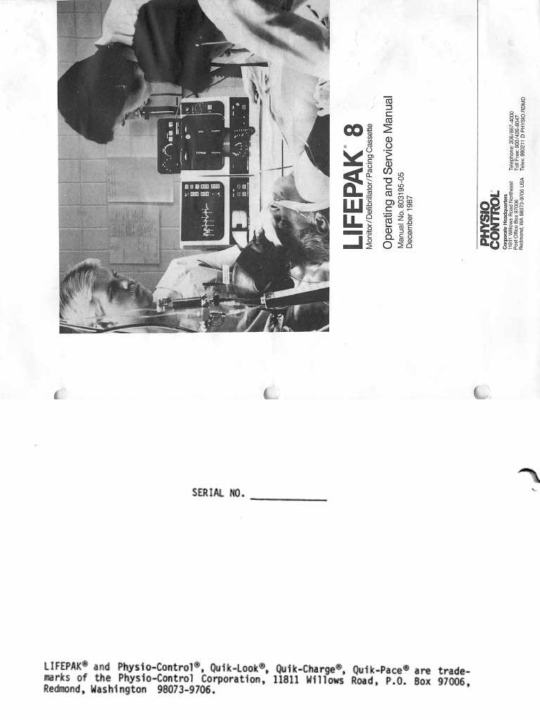 Physio Control Lifepak 8 Defibrillator - Service and User Manual PDF | PDF