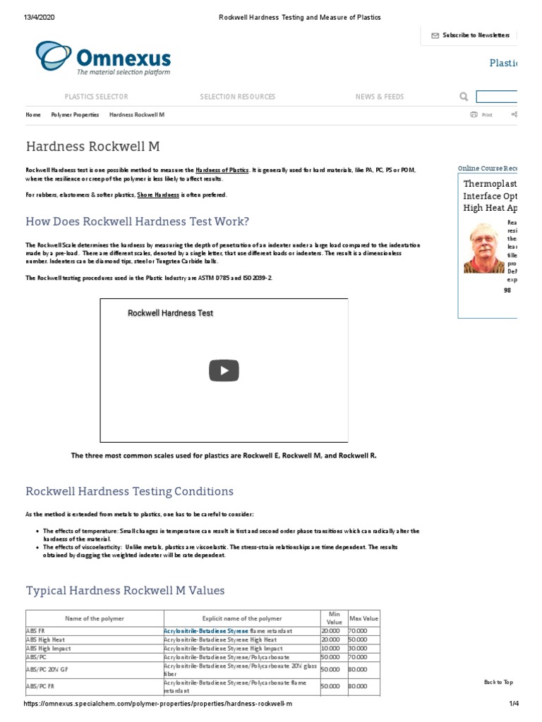 Rockwell Hardness Testing and Measure of Plastics | PDF | Polyvinyl ...
