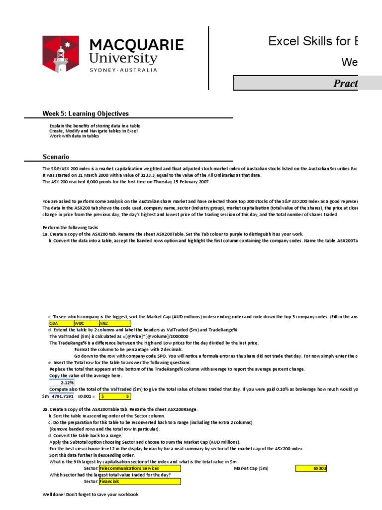 Excel for Australian Stock Analysis | PDF | Stock Market Index ...