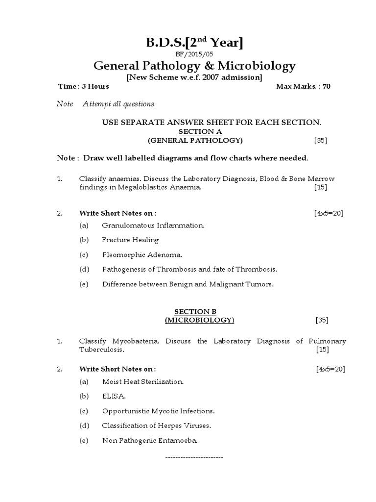 BDS 2ND Year New Scheme | PDF | Pathology | Medical Specialties