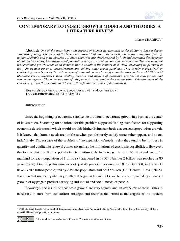 Contemporarily Economic Growth Theories and Models | PDF | Economic ...