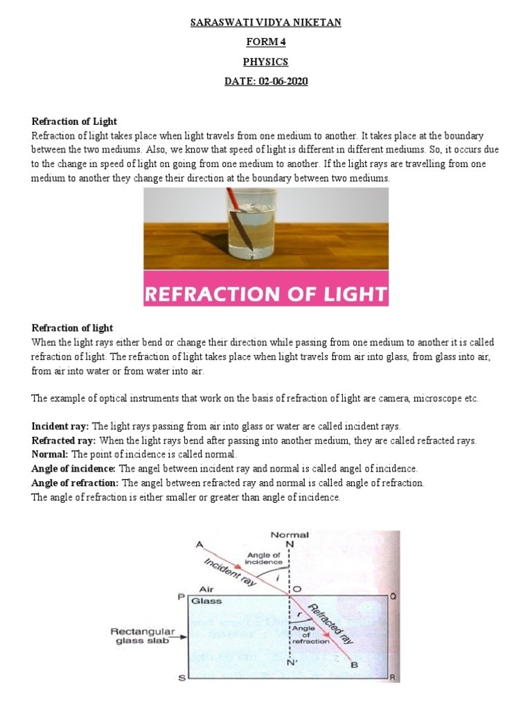 Refraction of Light | PDF | Refraction | Refractive Index