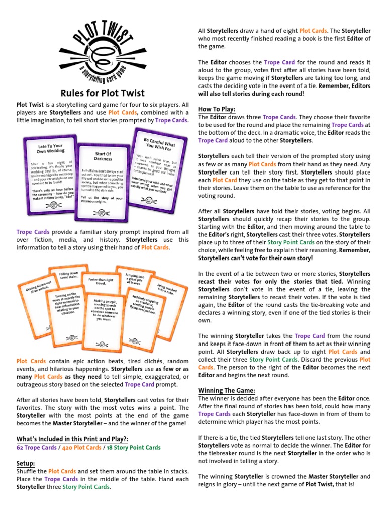 Rules For Plot Twist: How To Play | PDF | Storytelling | Nature