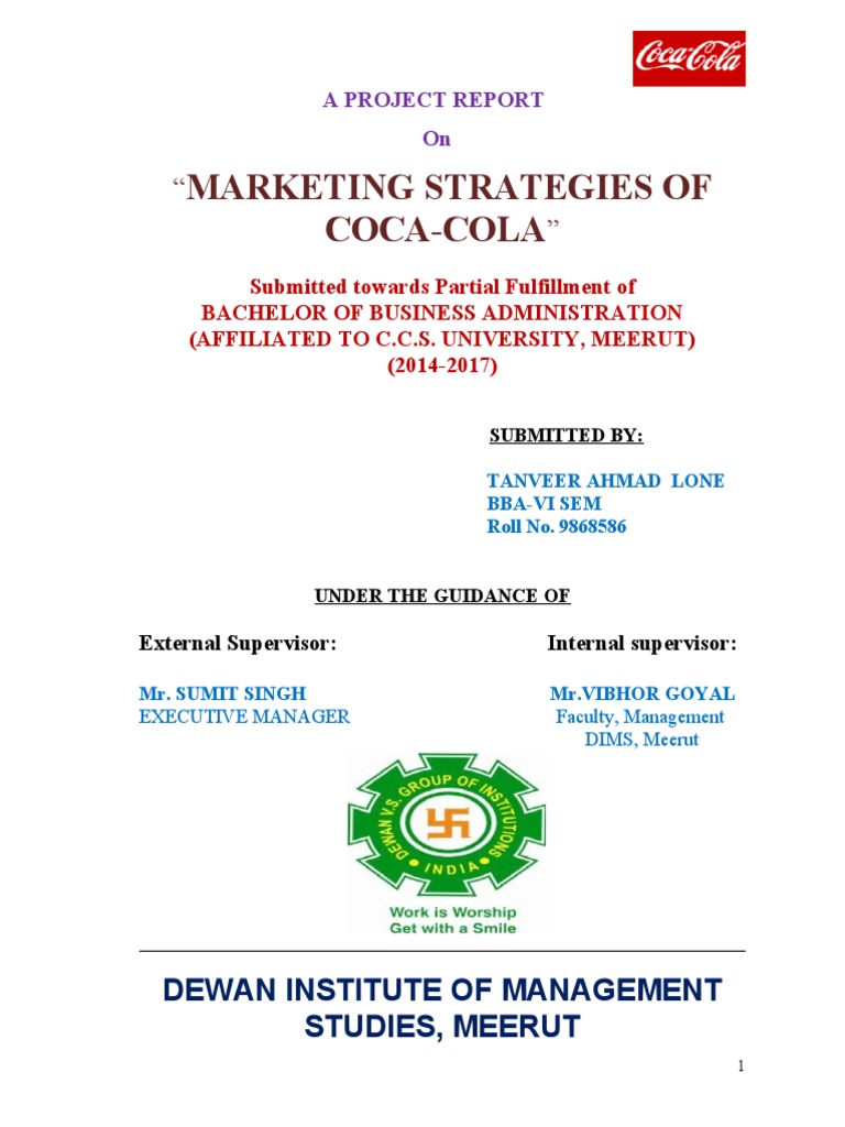 Coca-Cola Marketing Strategies Report | PDF | The Coca Cola Company ...