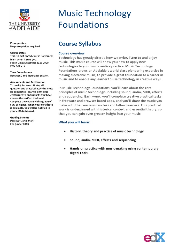 Music Technology Foundations: Course Syllabus | PDF | Synthesizer ...