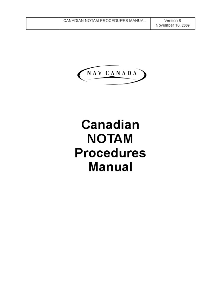 Canadian NOTAM Manual | PDF | Runway | Airport