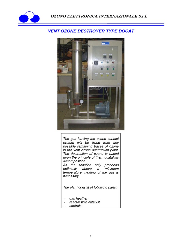 Vent Ozone Destroyer Specifications | PDF | Ozone | Chemical Reactor