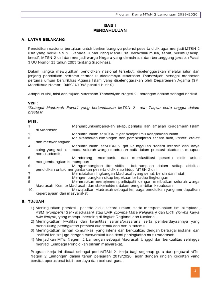 Program Kerja 2019-2020 | PDF | Karier & Perkembangan | Bisnis