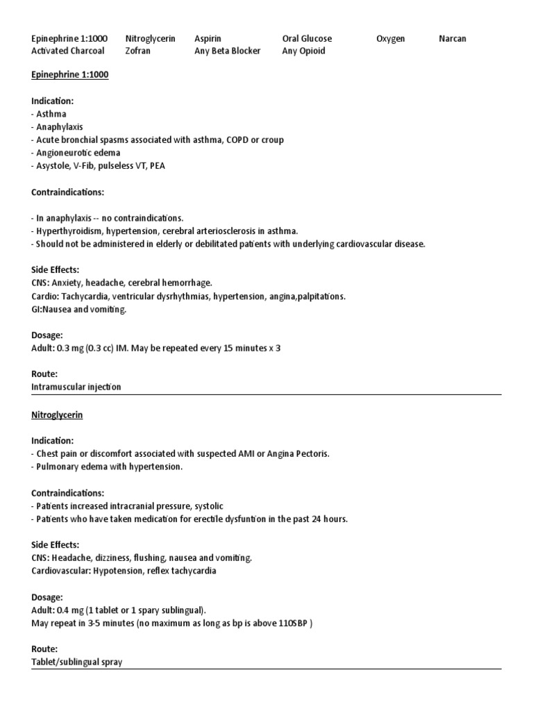Epinephrine 1:1000 Indication | PDF | Nausea | Naloxone