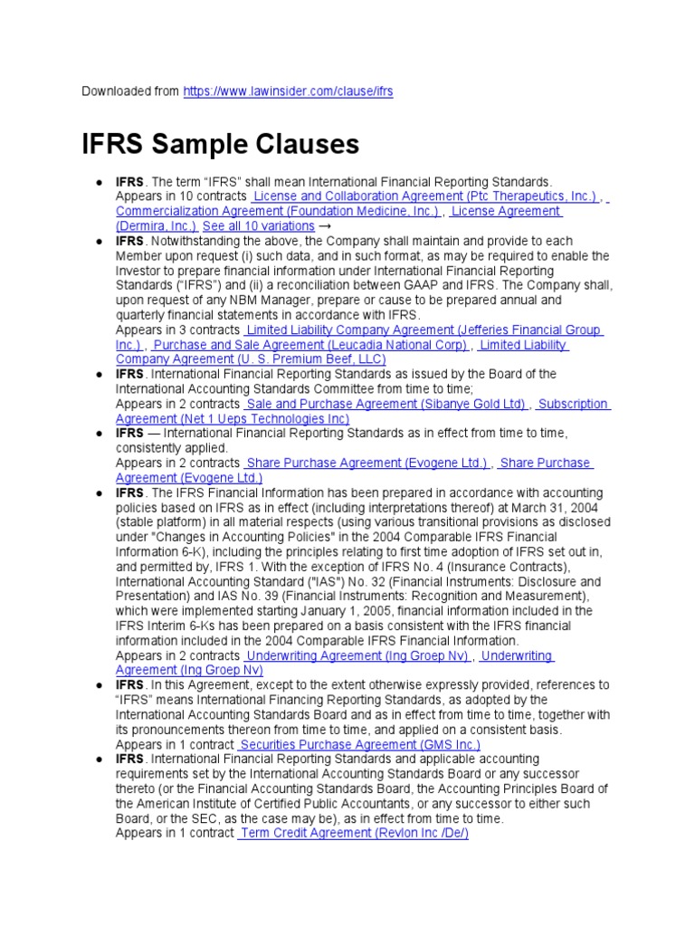 IFRS Sample Clauses | PDF | International Financial Reporting Standards ...