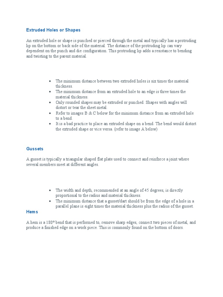 Guidelines for Extruded Holes in Metal | PDF