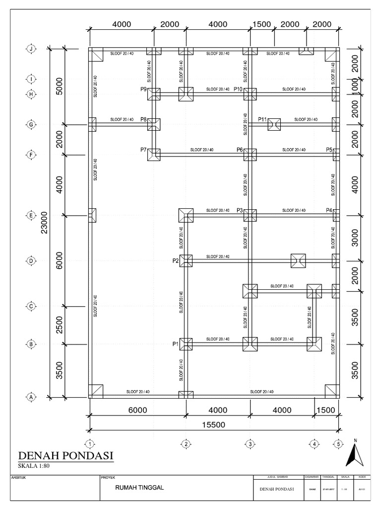 Denah Pondasi Revisi 2 | PDF