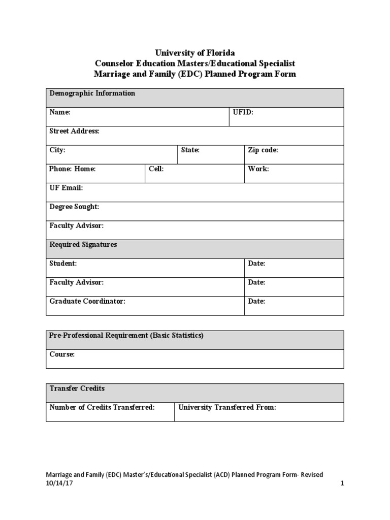 MFT Planned Program Form New 2 | PDF | Psychotherapy | School Counselor