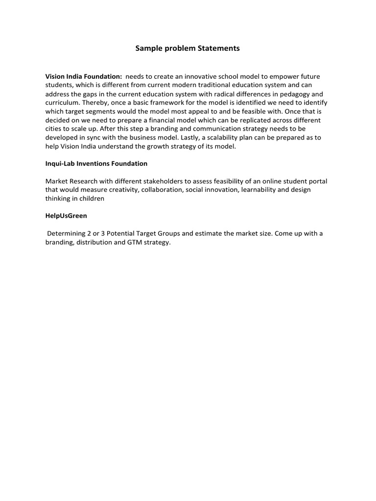 Sample Problem Statements | PDF