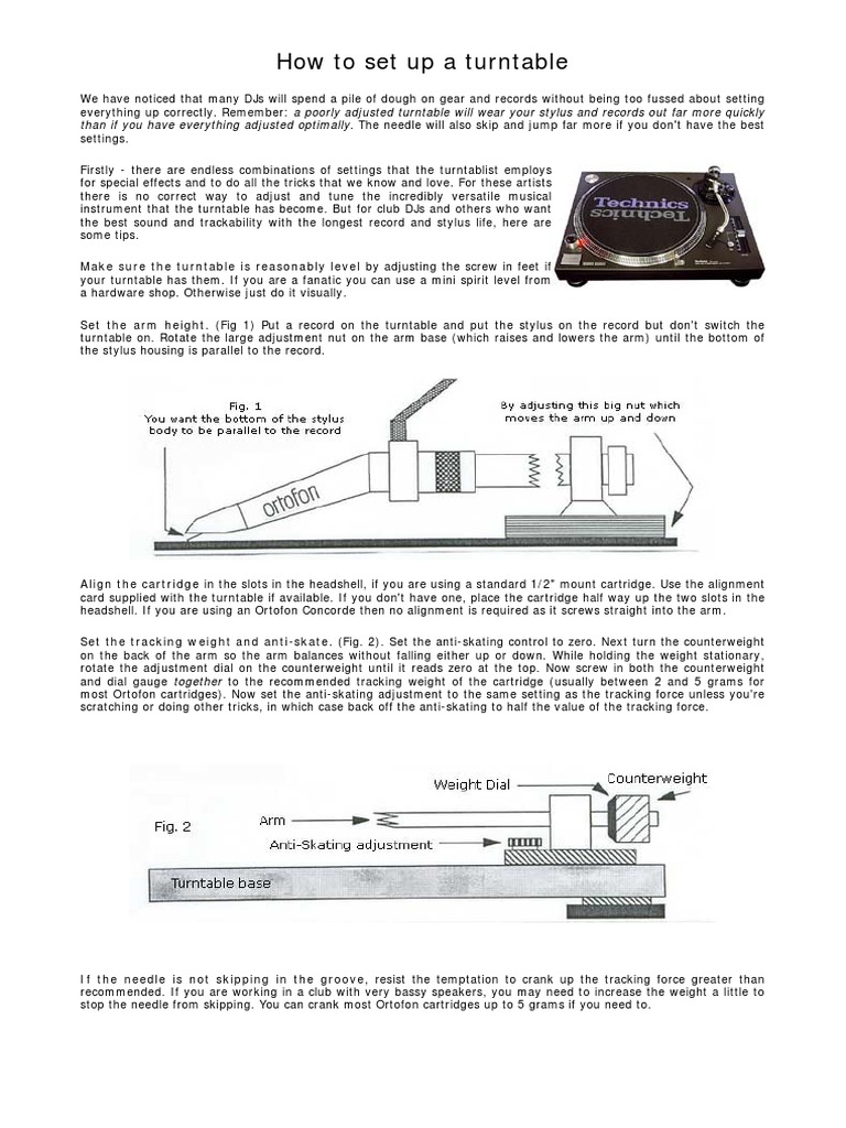 How To Set Up Turntable | PDF | Phonograph | Disc Jockey