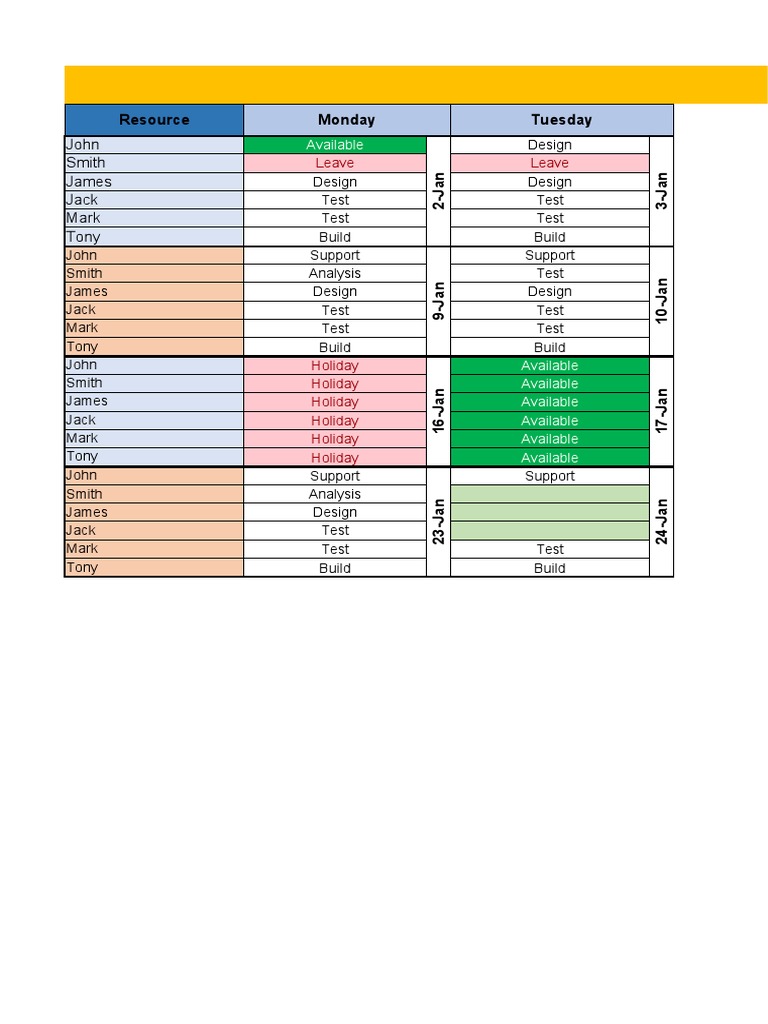 Team Capacity Planner Excel | PDF | Sports | Leisure