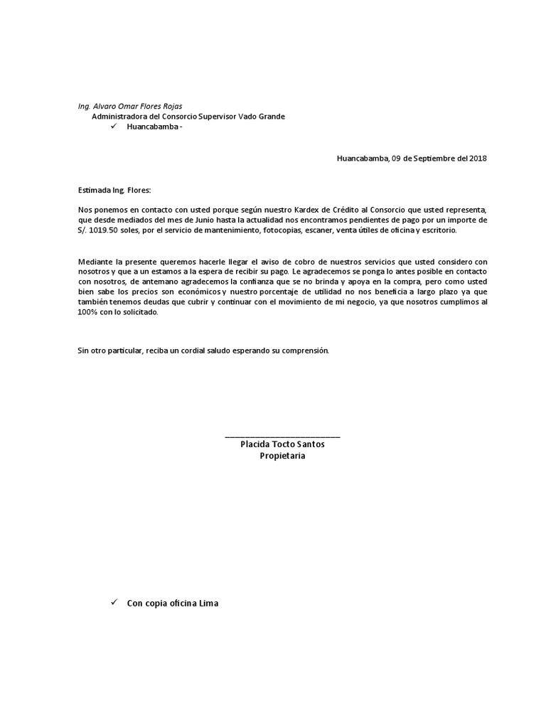 Carta de Cobranza | PDF